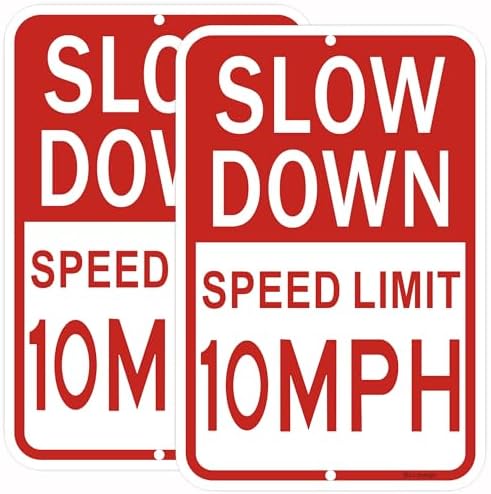 Slow Down Sign, Speed Limit 10 MPH Sign, 18x12 Inches Reflective Aluminum Signs, Set of 2 ...