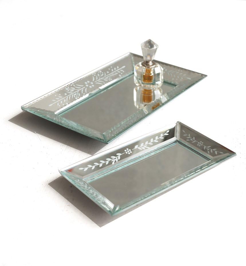Amazon.com: Two's Company Exquisite™ Etched Glass Mirror Trays, Set of ...