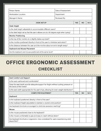 Office Ergonomic Assessment Checklist: Computer Workstation Ergonomic ...
