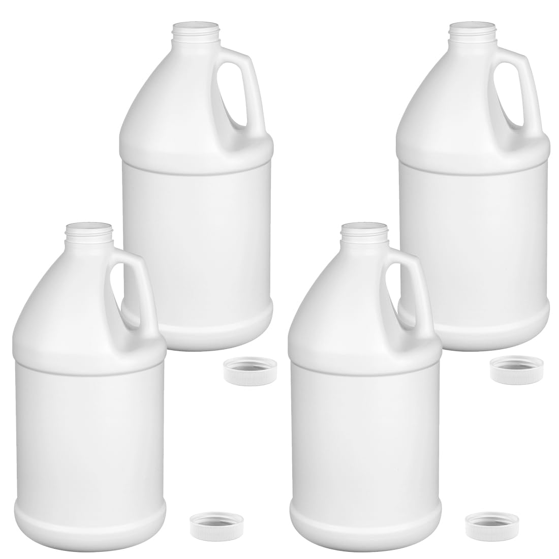 Half Gallon White HDPE Plastic Round Jug with Handle and Cap with PE ...