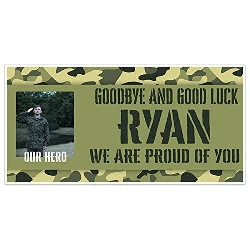Amazon.com: Camo Going Away Good Luck Deployment Military Banner ...