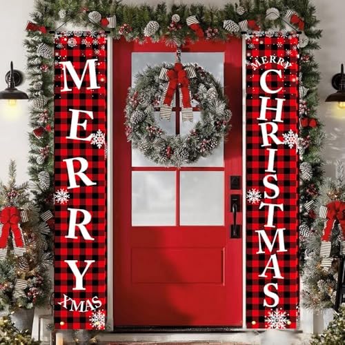 Amazon.com: Christmas Decorations Red Black Buffalo Plaid Sign Set for ...