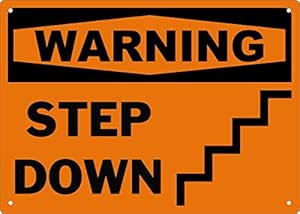 Amazon.com: Warning Step Down Safety Sign-7X10 -6-Pack Laminated Paper ...