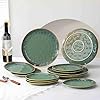 Amazon.com | Henten Home Ceramic Dinner Plate Set, 11 Inch Porcelain ...
