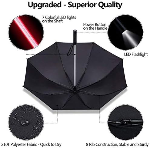 Lightsaber LED Umbrella with Torch. Lightsaber Light Up Black Umbrella ...