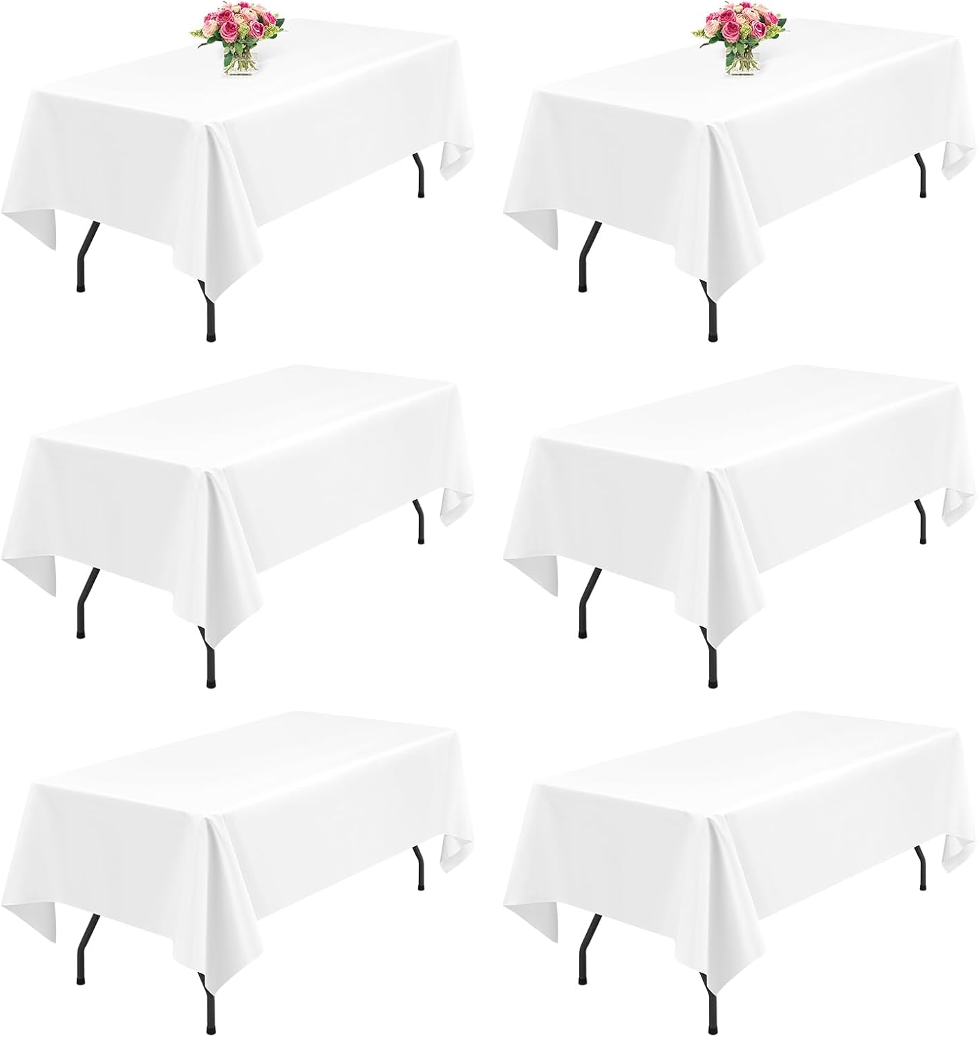 Lumaycens 6 Pack White Polyester Tablecloths,60 x 102 Inch for 6ft ...