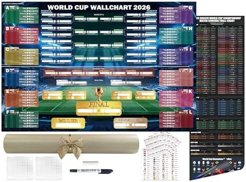 Amazon.com: Large Size 2026 World Cup Wall Chart Poster Gift Set, 3 PCS ...