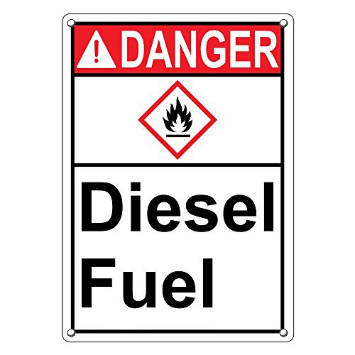 Weatherproof Plastic Vertical ANSI and GHS Danger Diesel Fuel Sign with ...
