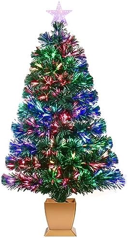 Amazon.com: 3ft White Fiber Optic Christmas Tree,Pre-Lit Artificial ...