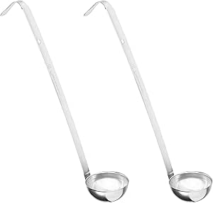 Amazon.com: AUXBC 2Pcs 1oz Stainless Steel Soup Ladle, Long Handle ...
