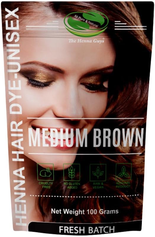 Amazon.com : 1 Pack Of Medium Brown Henna Hair & Beard Color/Dye 100 ...