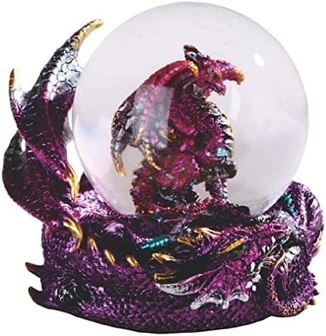 Amazon.com: ICE ARMOR 4.25" W Purple Dragon Glitter Snow Globe Statue ...