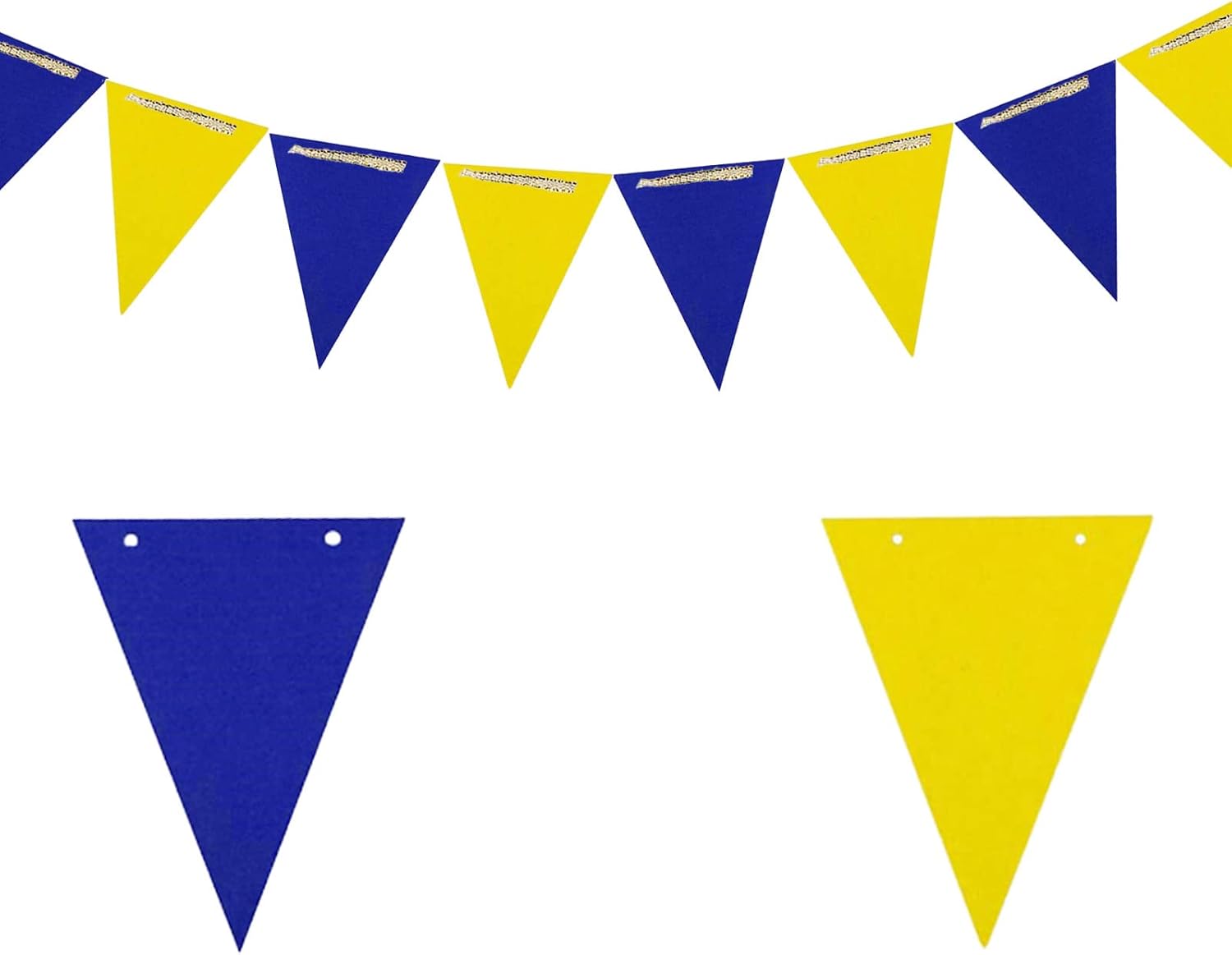 Amazon.com: 20 Feet Double Sided Navy Blue and Yellow Glitter Pennant ...