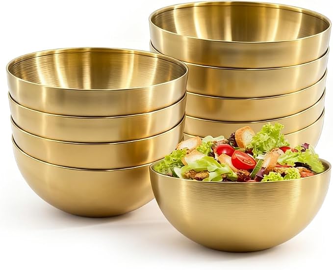 Amazon.com: 10 Pcs 5.9 Inch Golden Stainless Steel Mixing Bowls ...