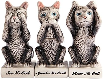 Amazon.com: Attractives! Trio Cats See Hear Speak no Evil Salt Pepper ...