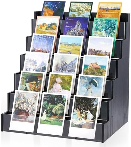 Amazon.com: Yuntau 6 Tier Greeting Card Display Stand Black Bamboo and ...