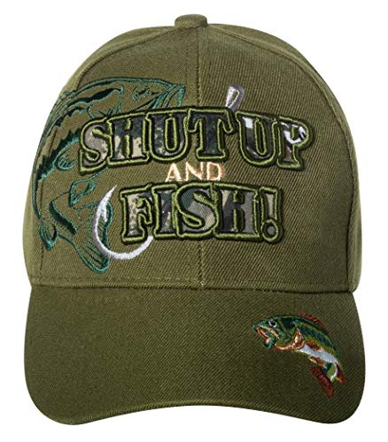 Artisan Owl Shut Up and Fish Funny Fishing Hat - Fisherman Gift ...