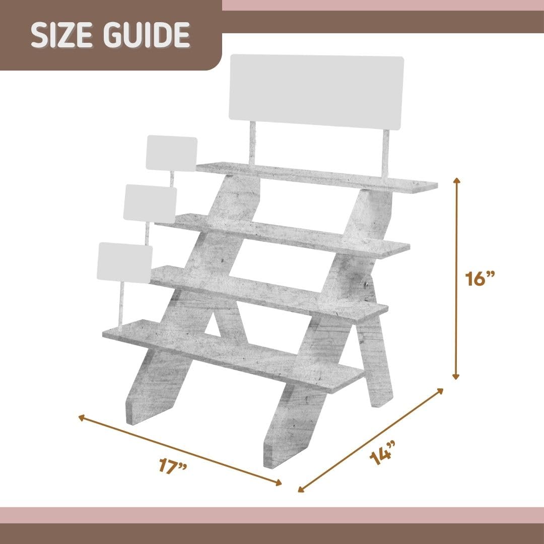 Rustic Wooden Cupcake Stand 4-Tier Display Risers, Wood Stands For Food ...