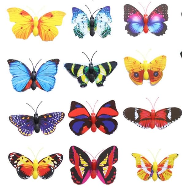 Buy Multicolour 3D Butterflies Vinyl Self Adhesive Peel and Stick Hall, Bedroom, Kids Room ...