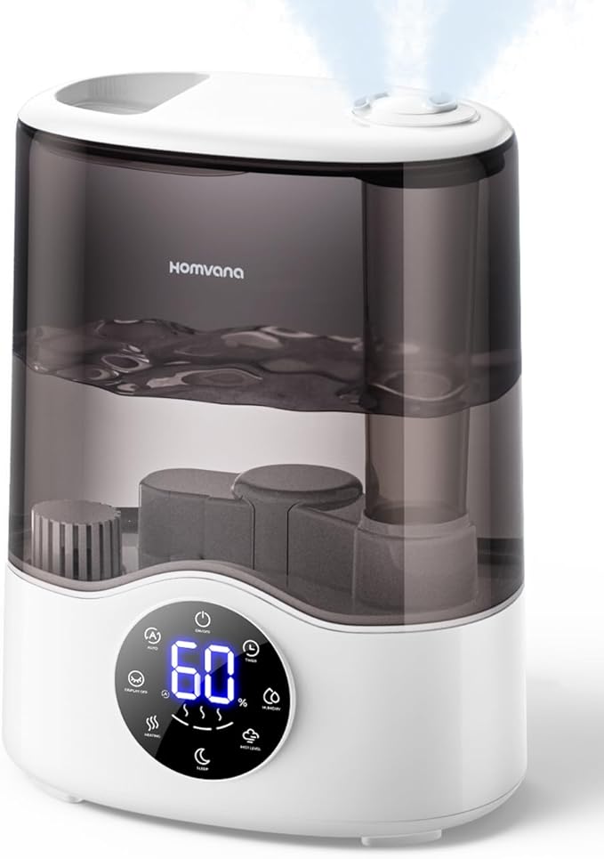 Homvana Humidifier for Bedroom Large Room Home, 7L Warm and Cool Mist ...
