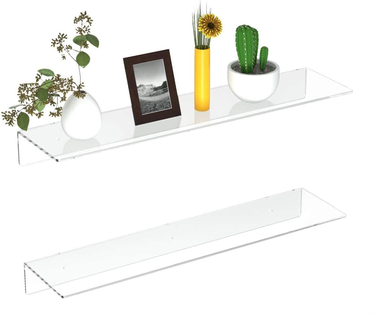 Amazon.com: Dulinkas 24-Inch 4 Pcs Floating Shelves Clear Acrylic ...