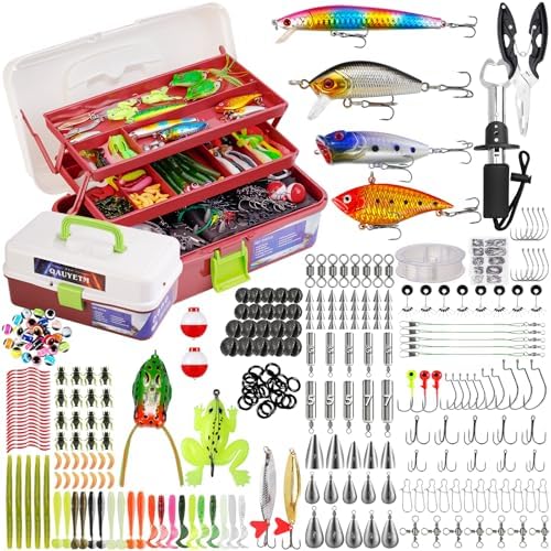 Amazon.com: Large 3 Layers Tackle Box with Fishing Tackle Included ...