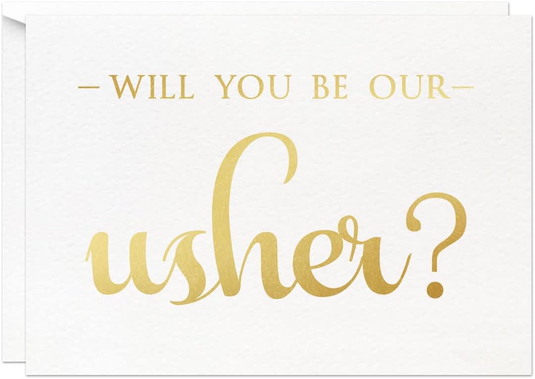 Amazon.com : MAGJUCHE Will You Be Our Usher Card, Gold Foil Usher ...