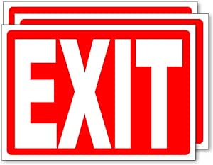 Amazon.com: 3 PC Red Exit Stickers - 10x7 Self-Adhesive Vinyl Emergency ...
