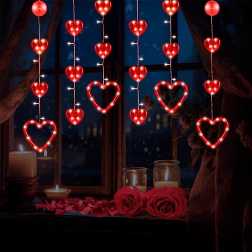 Amazon.com: Glooglitter 6 Pcs Valentine's Day Window Lights Valentines ...