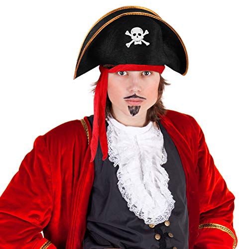 2 Pieces Pirate Hat Skull Print Pirate Captain Costume Cap Black Outfit ...