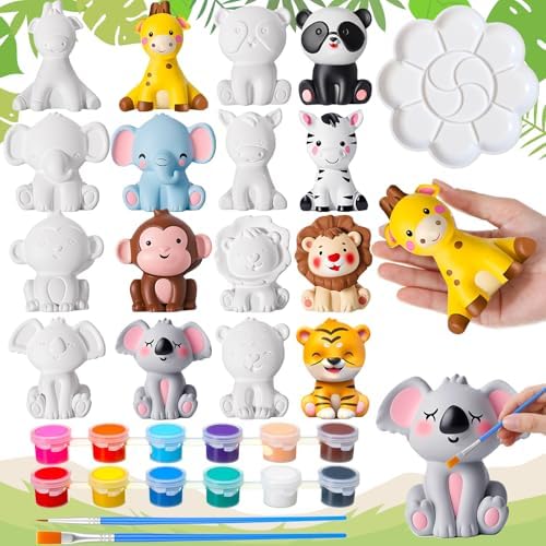 Amazon.com: Reallnaive 8 Pack Wild Animal Ceramics to Paint Ready to ...