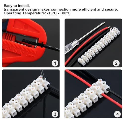 YIXISI 5 PCS 20A Terminal Block Strip, Dual Rows Terminal Block, 12 Way ...