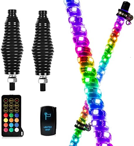 Amazon.com: WEKILAM 2 Pack 4FT Whip Lights with Spring, LED Whip Light ...