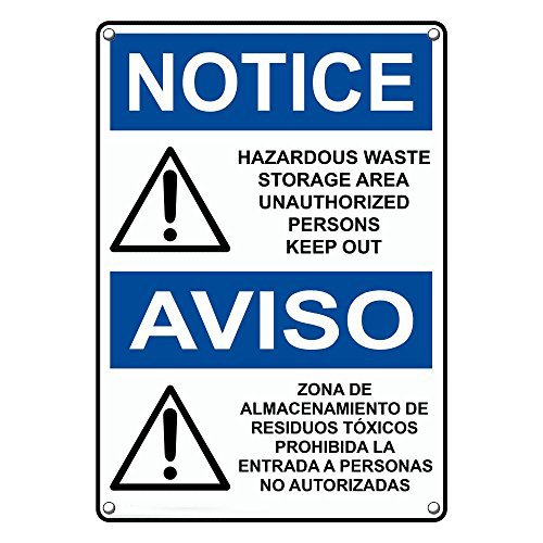 Weatherproof Plastic Vertical OSHA Notice Hazardous Waste Storage Area ...