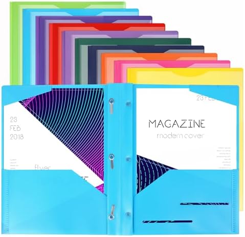 Amazon.com : VZZNN 30 Pack Plastic Folders with Clear Front Pocket 10 ...