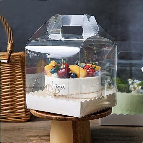 10Pcs Transparent Cake Box Clear Cake Gift Box Square Plastic Baking ...