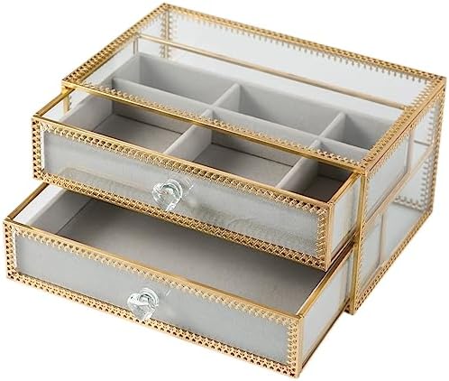 Amazon.com: Clear Glass Jewelry Box with Removable Velvet Tray ...