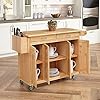 Home Styles 5023-95 Wood Top Kitchen Cart with Breakfast Bar, Natural ...