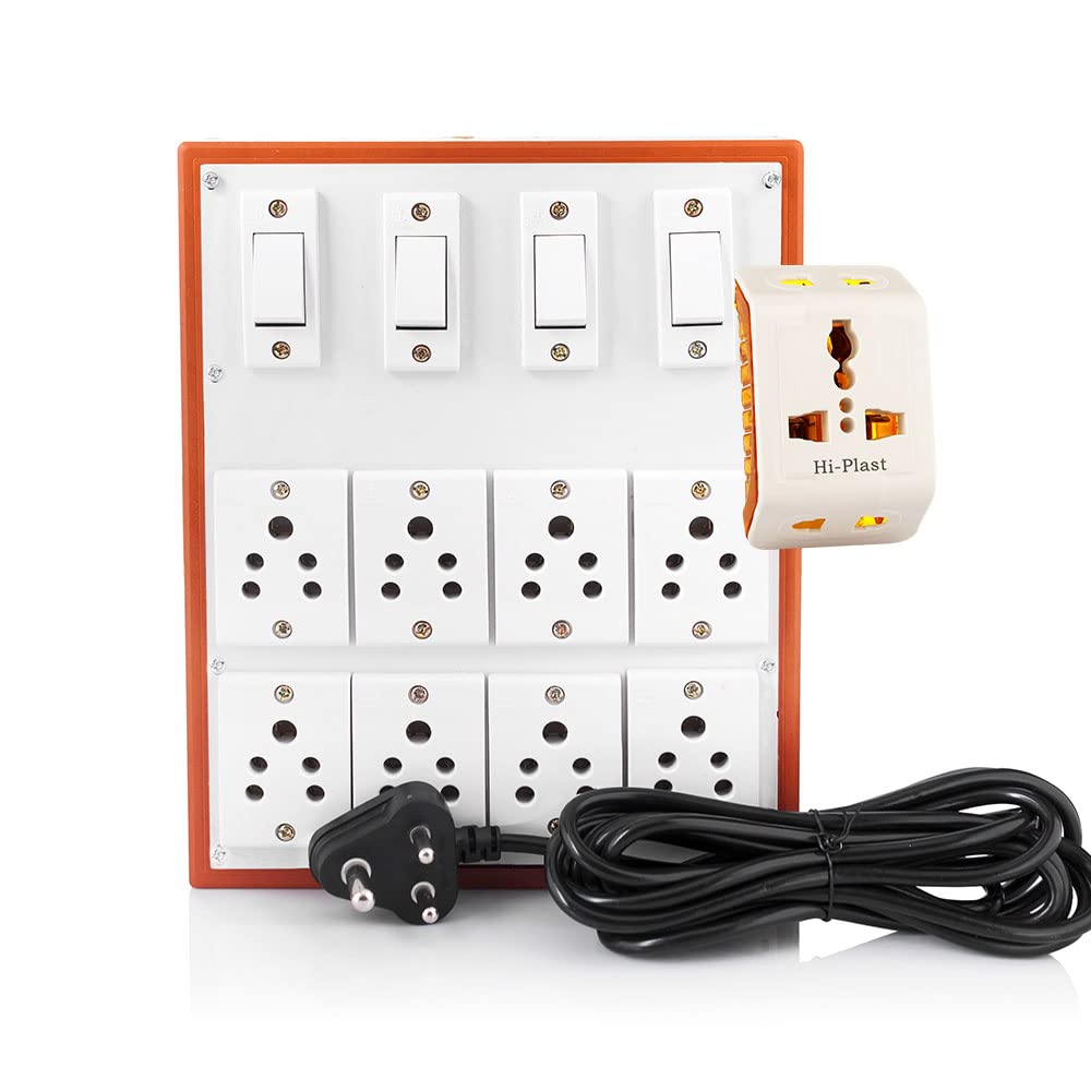 Hi-PLASST PINS N PLUGS 230 Volts 4+8 Extension Board - 8 Plug Point ...