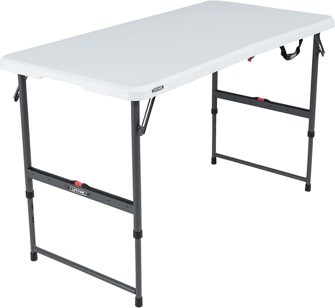 Amazon.com: LIFETIME Height Adjustable Folding Table, 4 Foot : Home ...