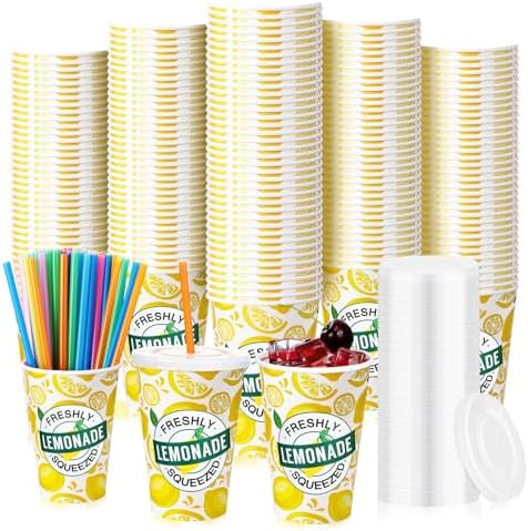 Amazon.com: Meanplan 300 Pieces/100 Sets Lemonade Cups with Lids and ...