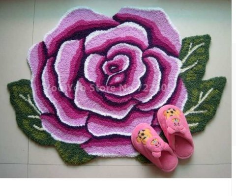 Buy Rose flower shaped Mat Carpet for Livingroom Bedroom (purple rose ...