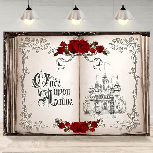 Amazon.com : 7x5ft Once Upon a Time Backdrop Opening Fairy Tale Books ...