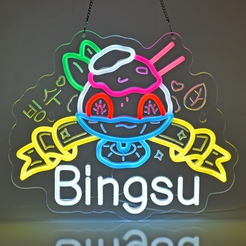 SINBEAUTIES Bingsu빙수 Neon Sign, Neon Lights Hanging Wall Art Decoration ...