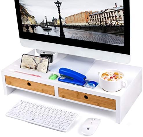 Amazon.com: Ybj-ake Monitor Stand Computer TV Riser with 2 Drawers ...