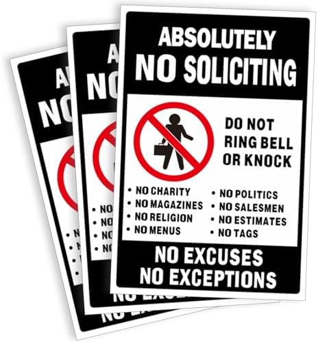 Amazon.com : Absolutely No Soliciting Sticker No Soliciting Sign for ...
