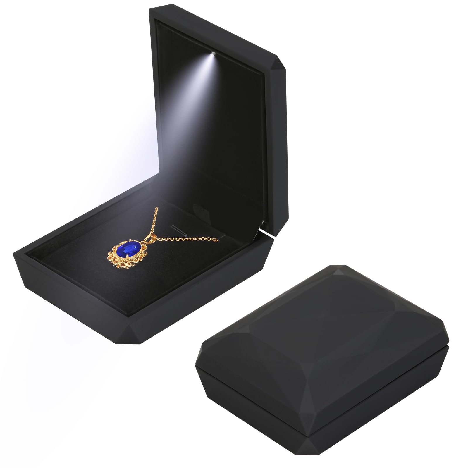 Amazon.com: Luxury LED Light Pendant Necklace Gift Box, Velvet Jewelry ...