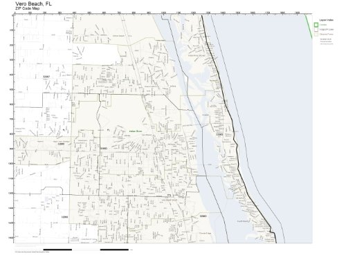 Amazon.com : ZIP Code Wall Map of Vero Beach, FL ZIP Code Map Not ...