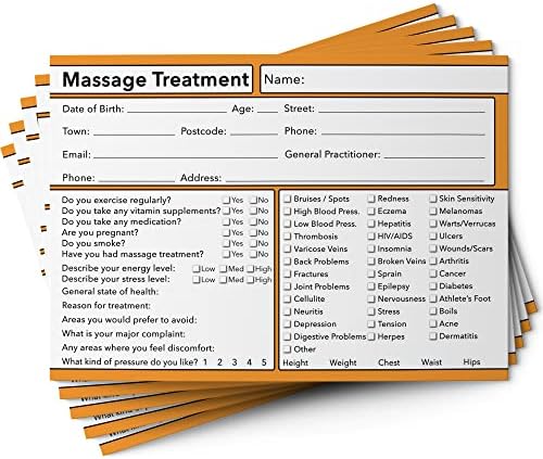 Massage Client Cards A6 Size - Salon and Therapist Customer ...