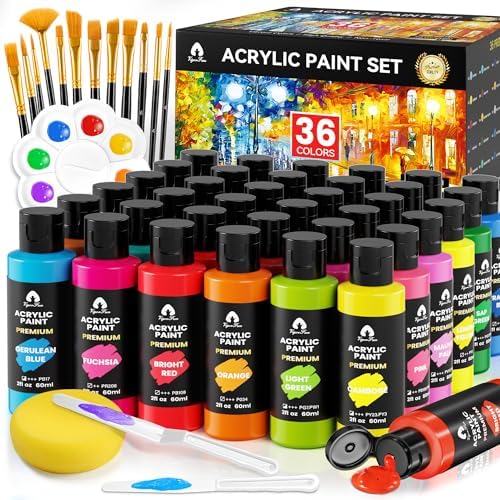 Amazon.com : 40 PCS Acrylic Paint Set with 12 Brushes, 2 Knives and ...